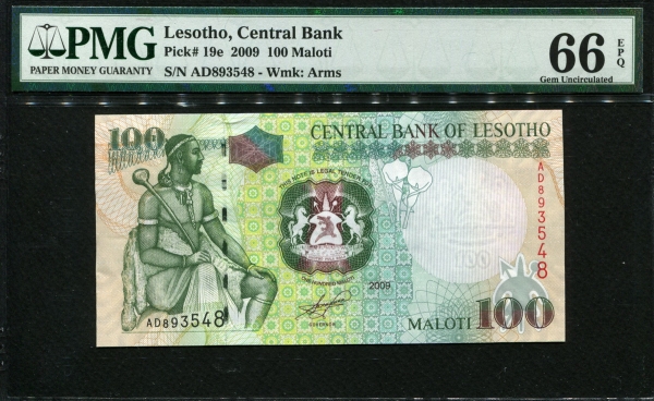 레소토 Lesotho 2009 100 Maloti,P19e,PMG 66 EPQ 완전미사용